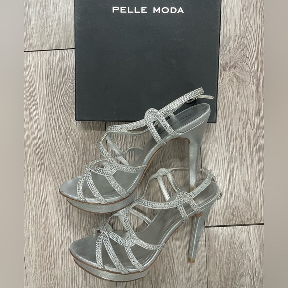 Pelle Moda | Shoes | Pelle Moda Strappy High Heels Silver 9 | Poshmark